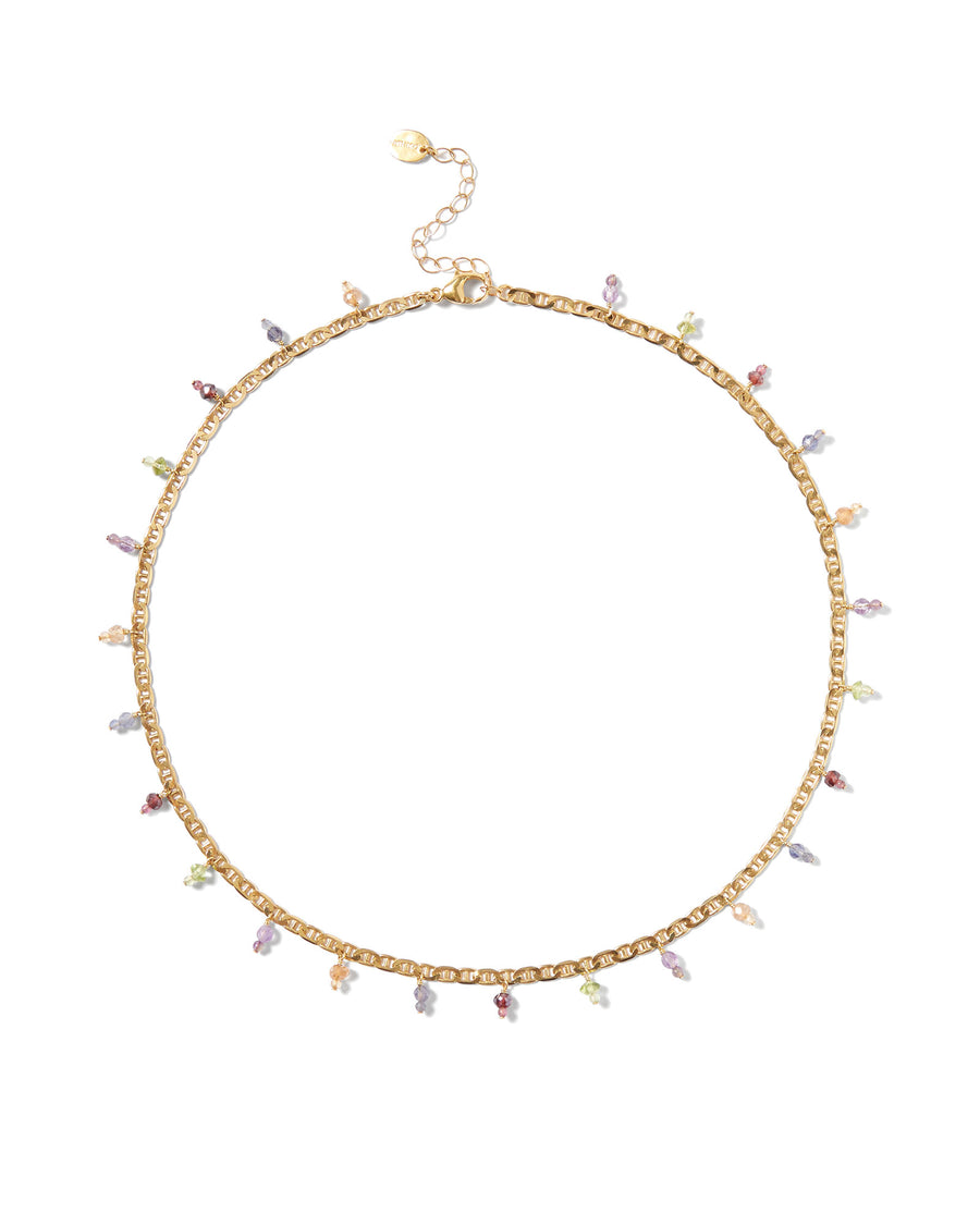 Chan Luu Multi Stone Drop Figaro Chain Necklace 18k Gold Vermeil ...