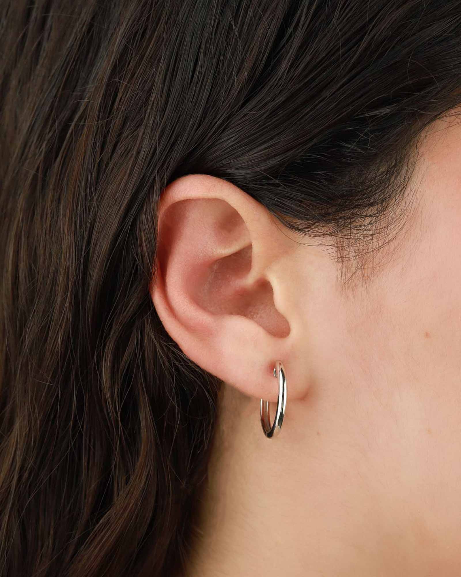 Liven Classic High Polish Finish Huggies 14k White Gold | Blue Ruby ...