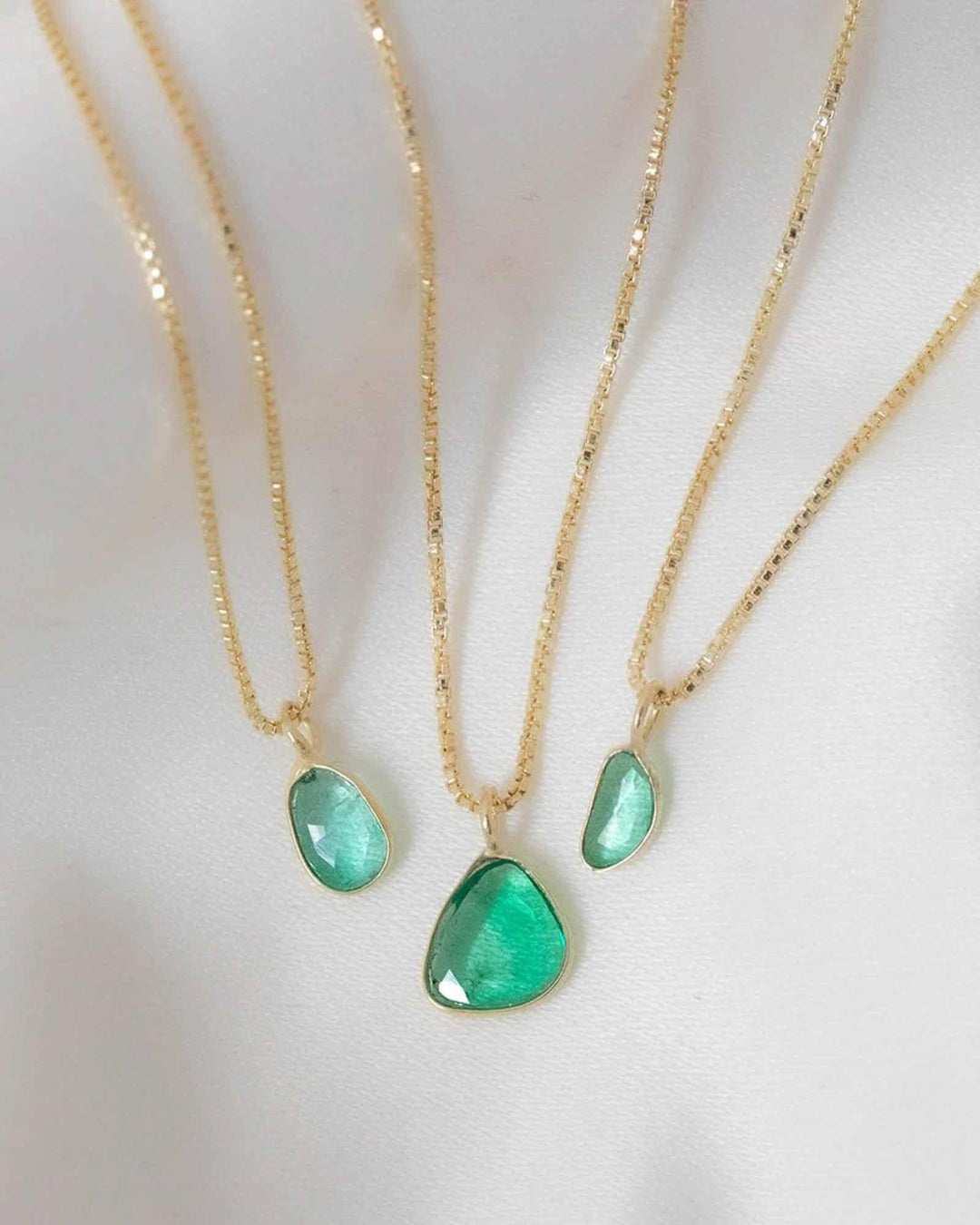 Leah Alexandra Sofia Slice Necklace 14k Gold Vermeil, Emerald | Blue Ruby Jewellery, Canada